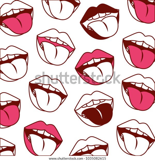 Sensuality Lips Tongue Out Pattern Background: เวกเตอร์สต็อก (ปลอดค่า ...