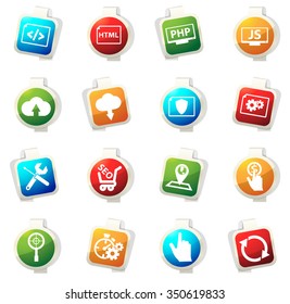 Seo Development Stickers Label Icon Set Stock Vector (Royalty Free ...