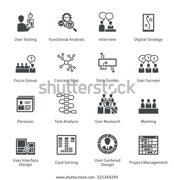 Seo Usability Icons Set 1 Noir Stock Vector (Royalty Free) 225364249 ...