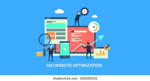 Seo Website Optimization People Working On Stock Vector (Royalty Free ...