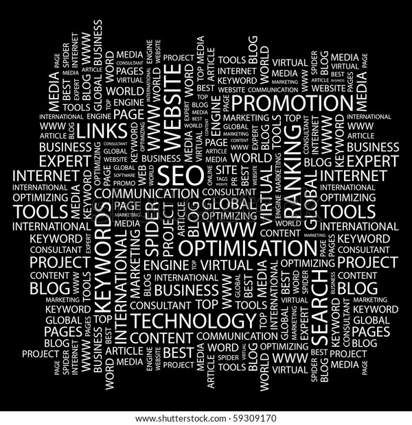 Seo Word Collage On Black Background Stock Vector (Royalty Free ...