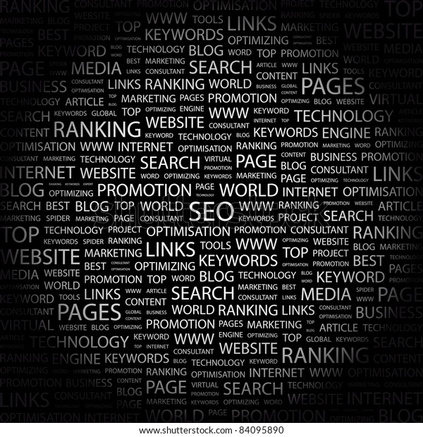Seo Word Collage On Black Background Stock Vector (Royalty Free ...