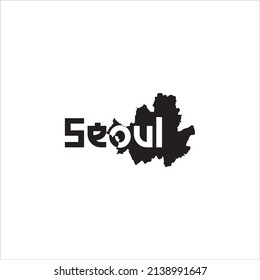Seoul Map Black Lettering Design On Stock Vector (Royalty Free ...