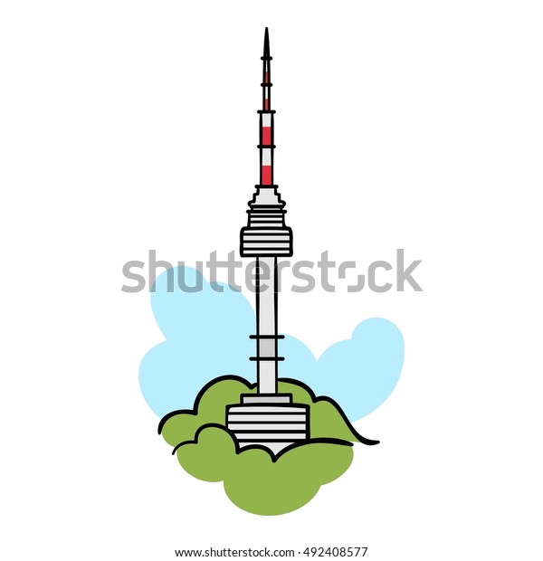 Seoul Tower Icon Cartoon Style Isolated Stock Vector (Royalty Free ...