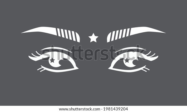 Separate Eyes White Eyebrows On Dark Stock Vector (Royalty Free ...