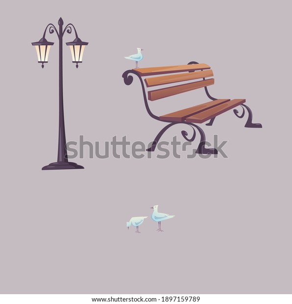 Separate Items Illustration Park Street On Stock Vector (Royalty Free ...