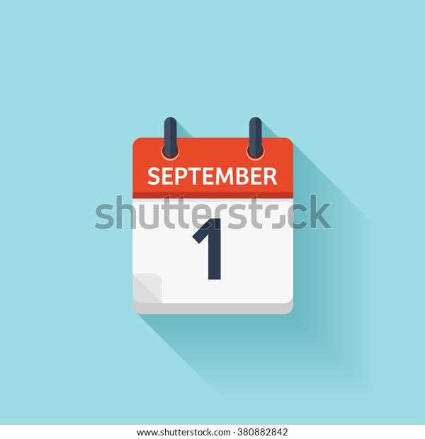 September 1 Calendar Iconvector Illustrationflat Styledateday Stock ...