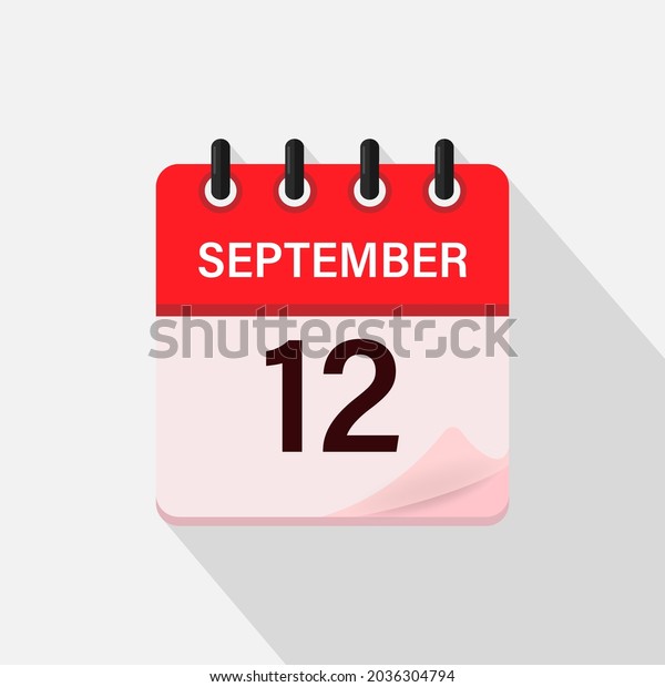 September 12 Calendar Icon Shadow Day Stock Vector (Royalty Free ...