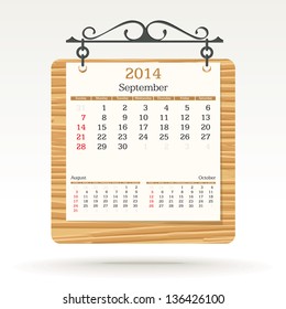 September 2014 Calendar Vector Illustration Stock Vector (Royalty Free ...
