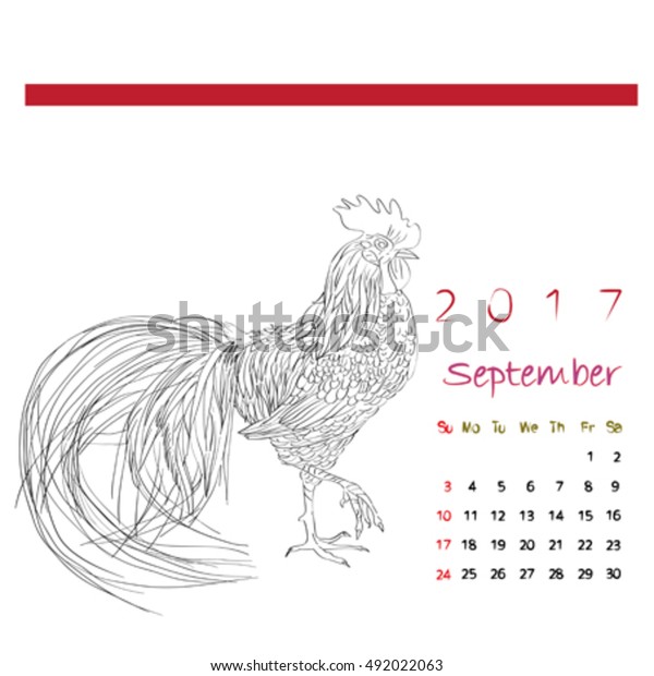 September 2017 Desk Calendar Graphic Sketch Stock Vector (Royalty Free ...