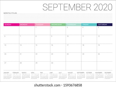 September 2020 Desk Calendar Vector Illustration Stock Vector (Royalty ...