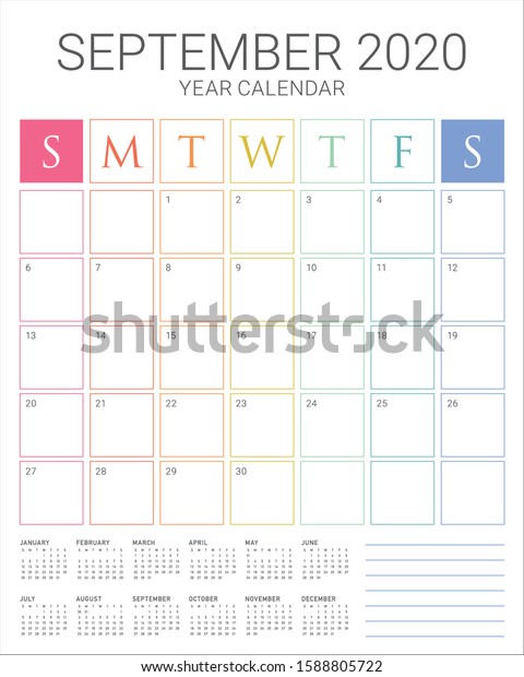 September 2020 Desk Calendar Vector Illustration Stock Vector (Royalty ...