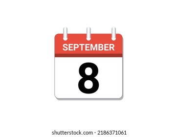 September 8th Calendar Icon Vector Concept Stock Vector (Royalty Free ...