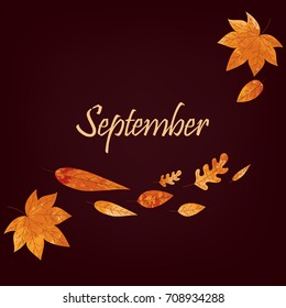 September Dark Background Yellow Leaves Stock Vector (Royalty Free ...