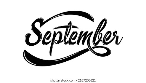 September Text Vector Illustration Handwriting Modern Stock Vector ...