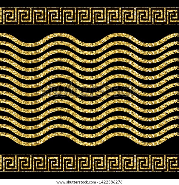 Sequinned Glittery Gold Greek Border Seamless Stock Vector (Royalty ...