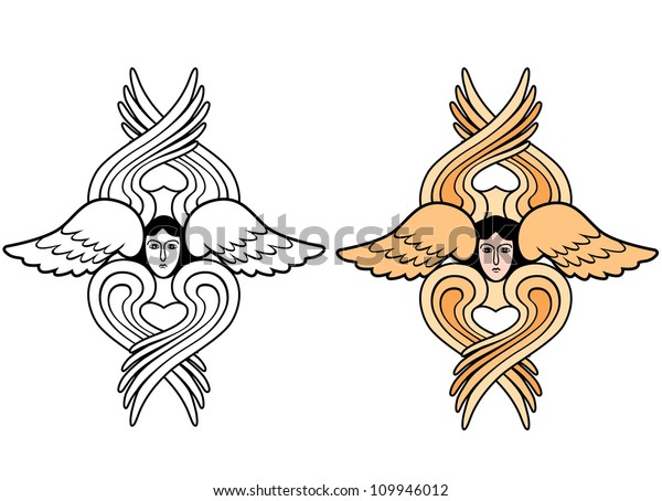Seraphim Outline Color Vector Illustration: immagine vettoriale stock ...