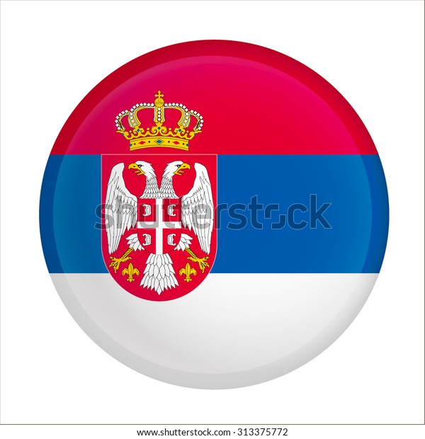 Serbia Flag Glossy Button Vector Stock Vector Royalty Free 313375772