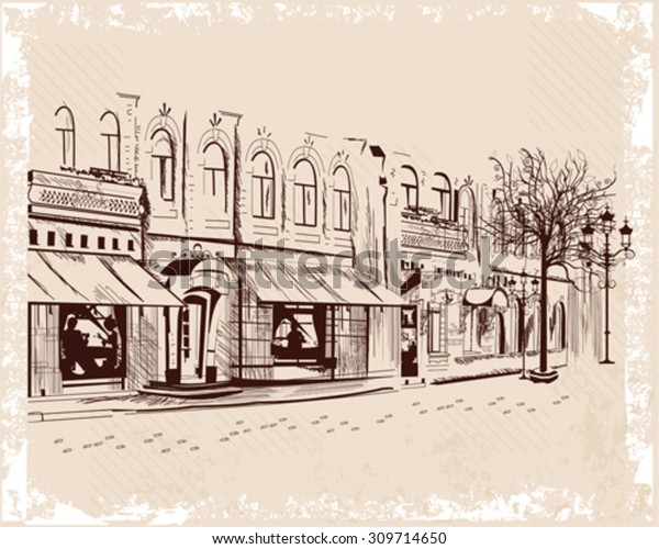 Series Backgrounds Decorated Old Town Views Stock Vector (Royalty Free ...