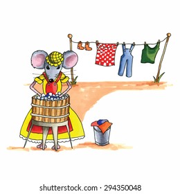 Series Mouse Mouse Washing Laundry Stock Vector (Royalty Free ...