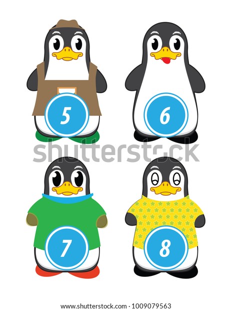 Series Penguins Numbered One One Hundred Stock Vector (Royalty Free ...