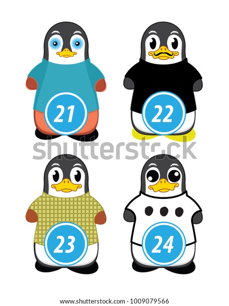 Series Penguins Numbered One One Hundred Stock Vector (Royalty Free ...