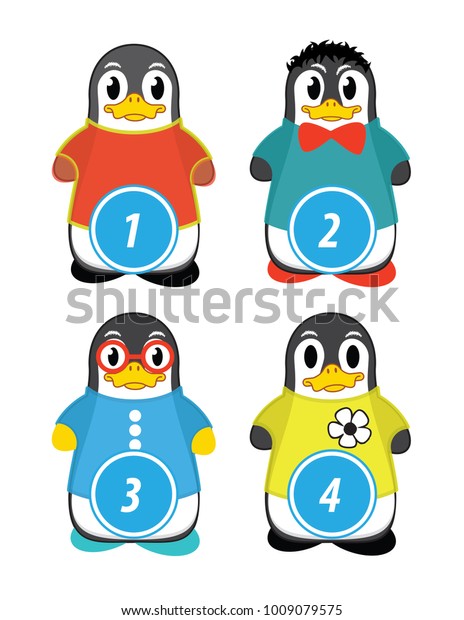 Series Penguins Numbered One One Hundred Stock Vector (Royalty Free ...