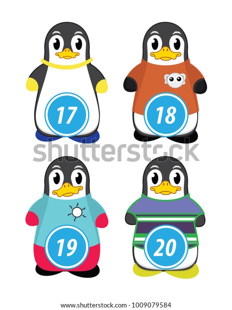 Series Penguins Numbered One One Hundred Stock Vector (Royalty Free ...
