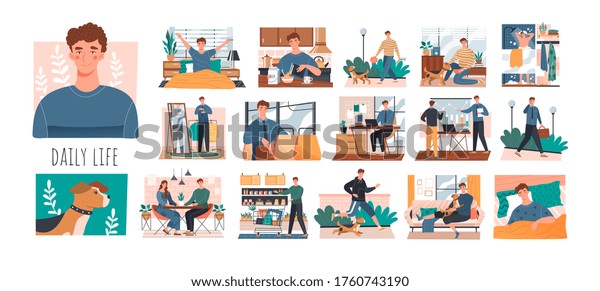Series Sequential Scenes Showing Daily Life Stock Vector (Royalty Free ...
