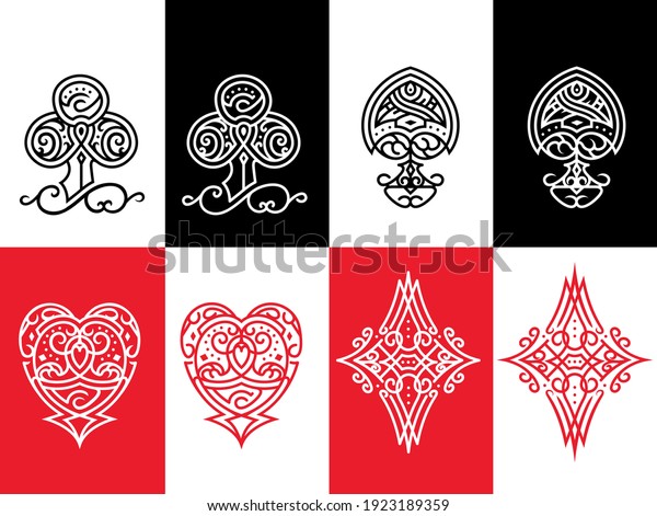 Series Stylized Playing Card Suits Round Stock Vector (Royalty Free ...