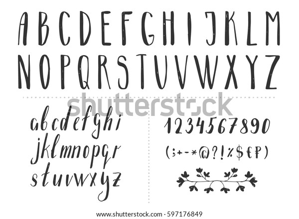 Serif Hand Drawn Thin Font Vector Stock Vector (Royalty Free) 597176849 ...