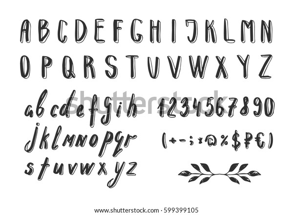 Serif Hand Drawn Thin Font Vector Stock Vector (Royalty Free) 599399105 ...