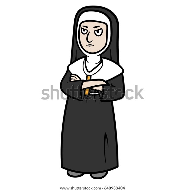 Serious Angry Cartoon Nun Vector Illustration 库存矢量图（免版税）648938404 ...