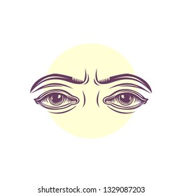 Flat Design Femenine Face Emoticon Icon Stock Vector (Royalty Free ...