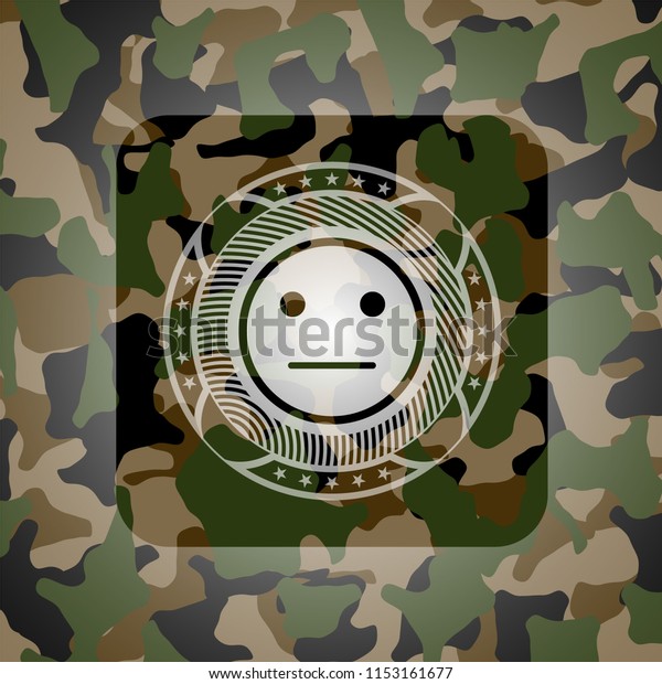 Serious Face Icon On Camouflage Texture Stock Vector (Royalty Free ...