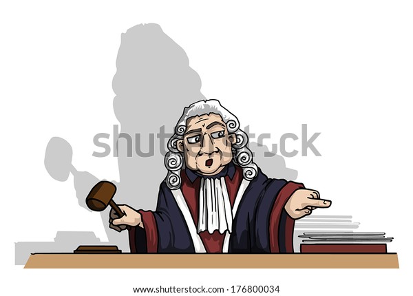 Serious Looking Judge Characterpointing Vector Illustration Stock ...