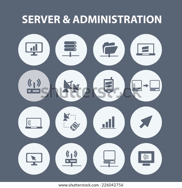 Server Administration Icons Signs Illustrations Set Stock-Vektorgrafik (Lizenzfrei) 226042756
