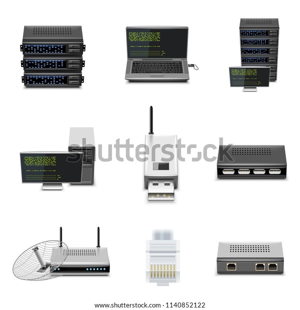 Server Hardware Vector Icon Set Stock Vector (Royalty Free) 1140852122