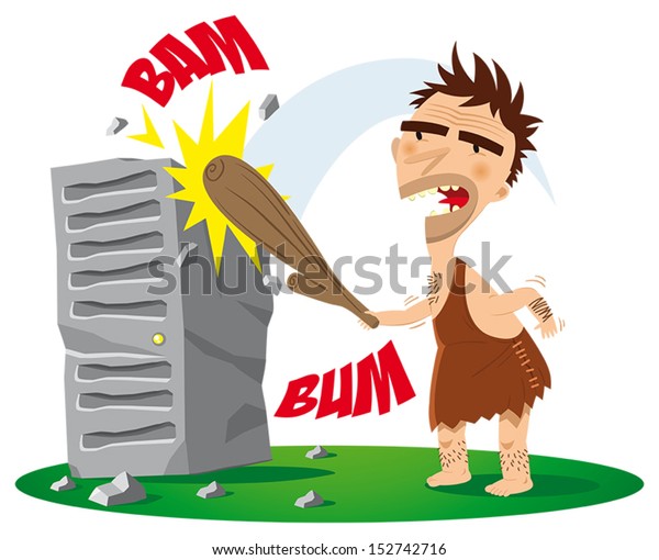 Server Made Stone Hit Wooden Clubs: vector de stock (libre de regalías ...