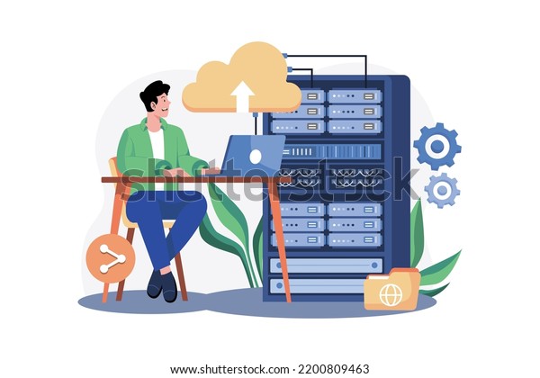 Server Maintenance Illustration Concept On White Stock Vector (Royalty ...