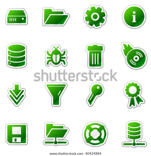 Server Web Icons Green Sticker Series Stock Vector (Royalty Free) 40424884
