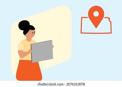 Service Area Map Icon Showing Girl Stock Vector (Royalty Free ...