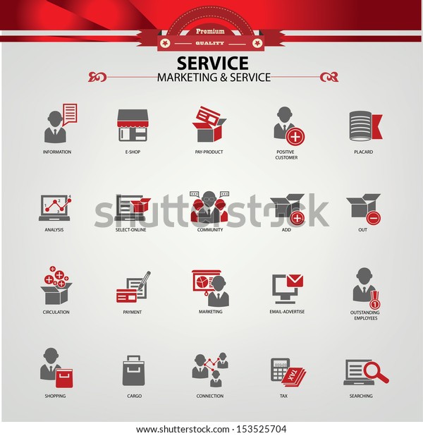 Service and Marketing icons,Red version,vector