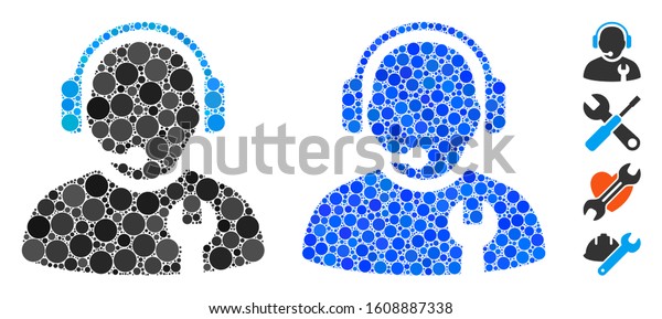 Service Operator Mosaic Circle Elements Various Stock Vector (Royalty ...