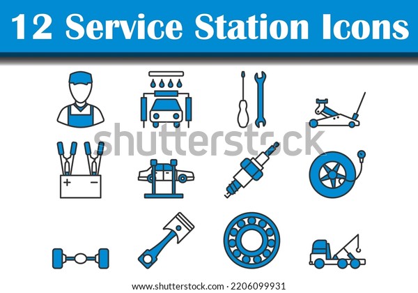 Service Station Icon Set Editable Bold Stock Vector (Royalty Free ...