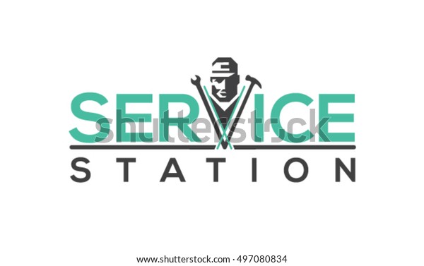Service Station Logo Center Vector Illustration: เวกเตอร์สต็อก (ปลอดค่า ...