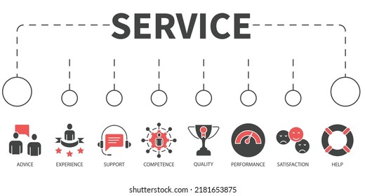Service Vector Illustration Concept Banner Icons Stock Vector (Royalty ...