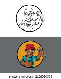 Serviceman Repairman Vector Logo Free Download Stock Vector (Royalty ...
