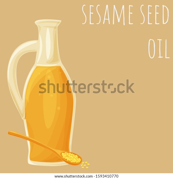 Sesame Oil Bottle Vector Illustration Isolated Stock Vector (Royalty ...
