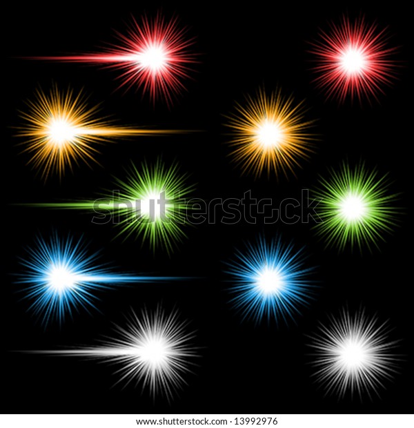 Set 10 Bright Coloured Flashes Vector: Stock-Vektorgrafik (Lizenzfrei ...